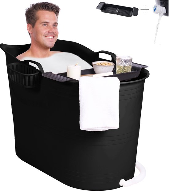 HelloBath® - Bath Bucket - L - 100 cm - Zwart - Zitbad - Ligbad ...