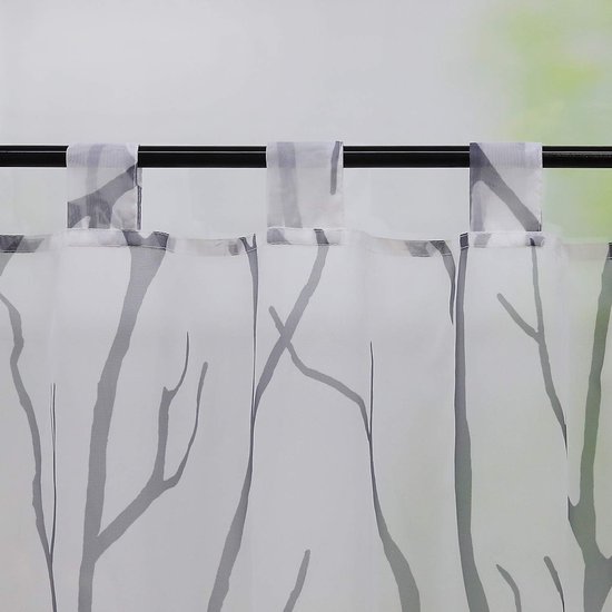 transparante vitrage met lussen, modern, bedrukt, met lussen ...