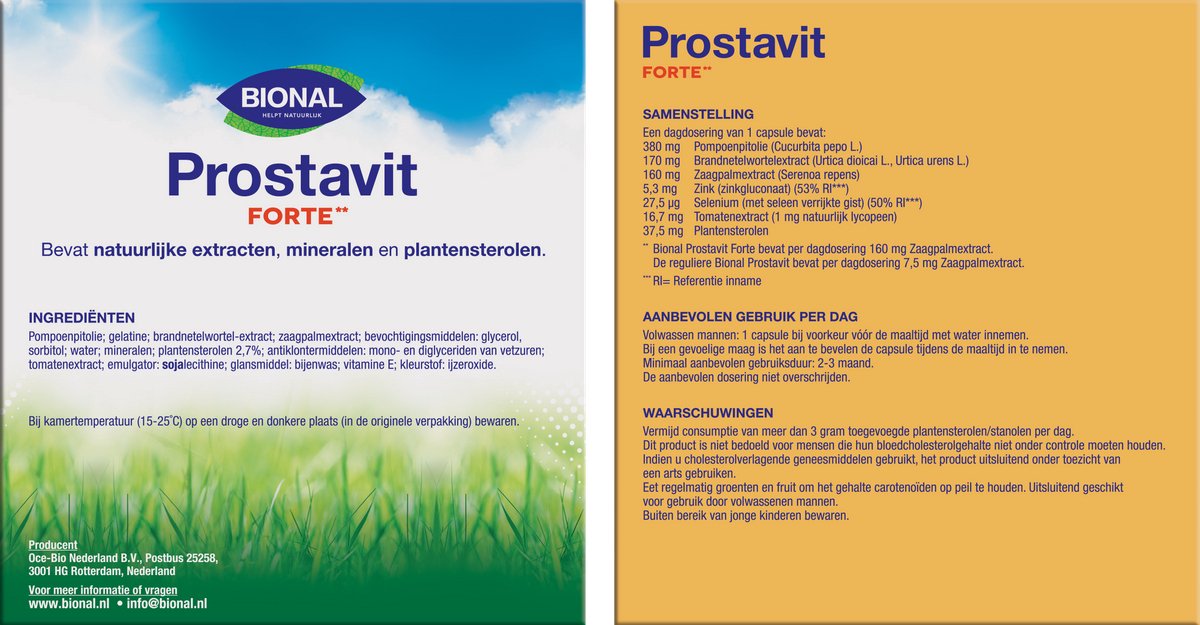 Bional Prostavit Forte - Supplement - Behoud normale prostaat en ...