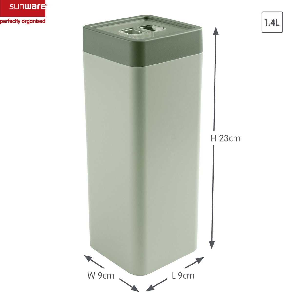 Sunware - Sigma home voorraadbus 1,4L - Groen - Set van 2 | bol.com