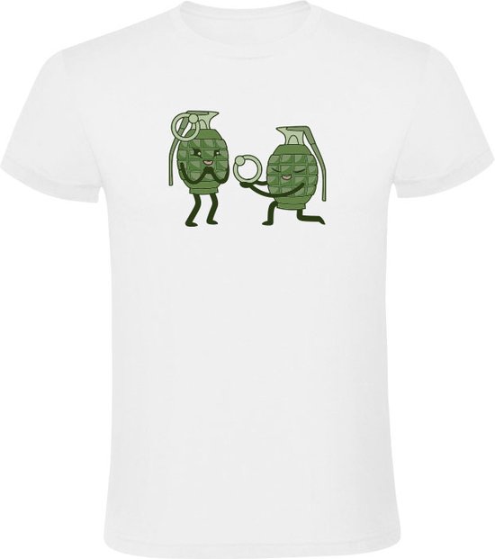 Handgranaat doet een huwelijksaanzoek Heren T-shirt - soldaat - liefde ...