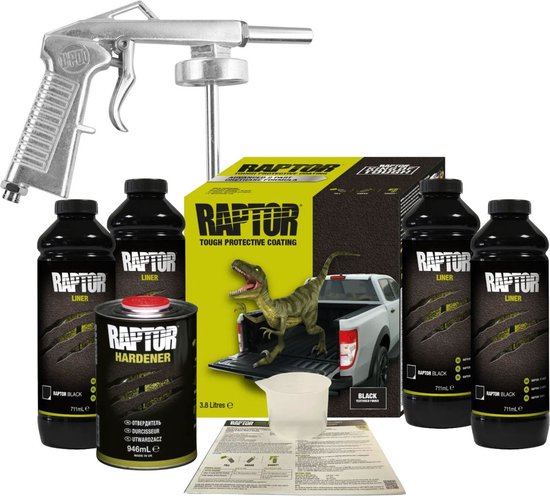 Raptor Liner 2K Bedliner Verf ZWART 4 liter + GRATIS verfspuit | bol
