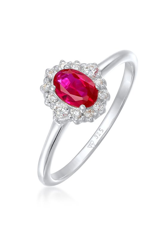 Elli Dames Ring Dames Cocktail Ovaal Elegant met synth. robijn en ...