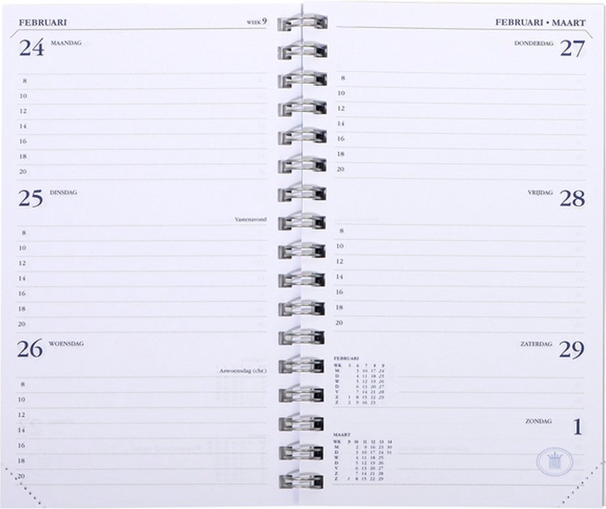 Ryam - Agendavulling 2024 - Memoplan 7 Staand - Wit - Weekoverzicht - Ringband - 9x15,1cm | bol