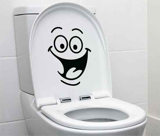 Sticker - Smiley - Happy Face - Wc Sticker - Roze - 20x25cm | bol