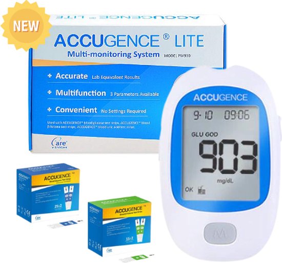 Accugence® glucosemeter - 4 in 1 multitester - bloedsuikermeter ...