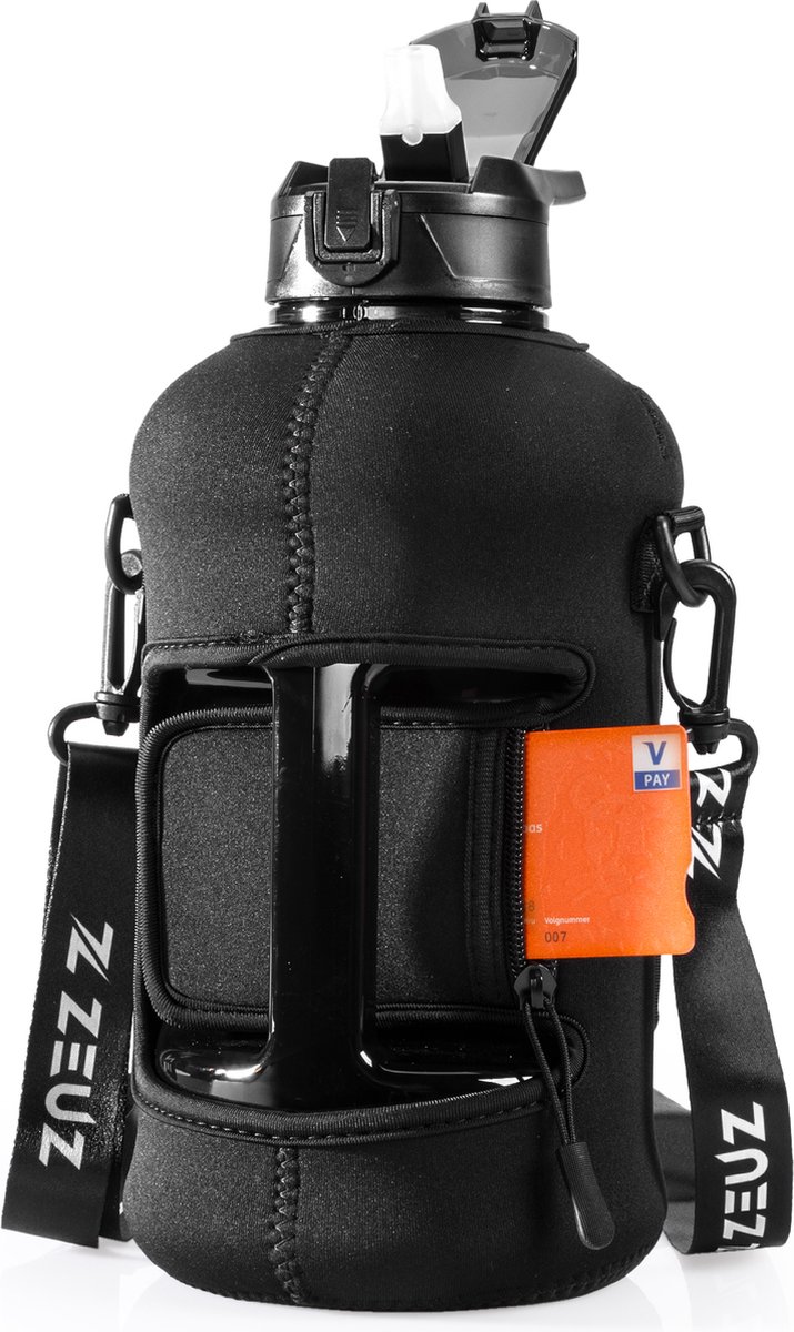 ZEUZ Grote Waterfles 2,2 Liter met Handvat – Drinkfles met Rietje ...