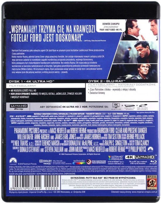 Clear and Present Danger [Blu-Ray 4K]+[Blu-Ray], Beau Lotterman | Dvd's ...