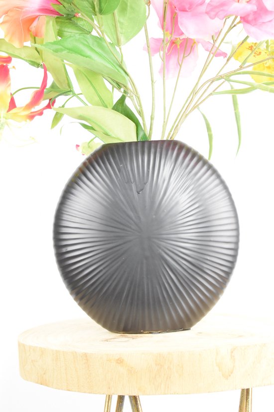 Zwarte vaas - vaas ovaal zwart - 23 x 7 cm - Bloemen vaas - Vaas ...