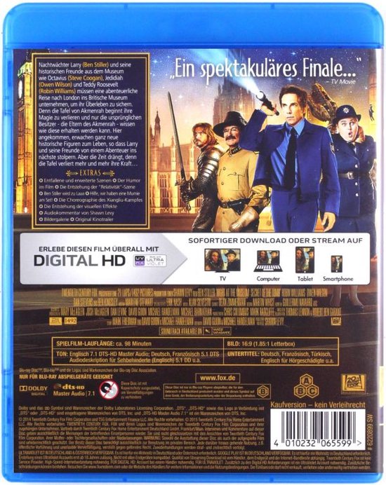 Nachts im Museum 3 - Das geheimnisvolle Grabmal/Blu-ray (Blu-ray), Dick Van Dyke | Dvd's | bol