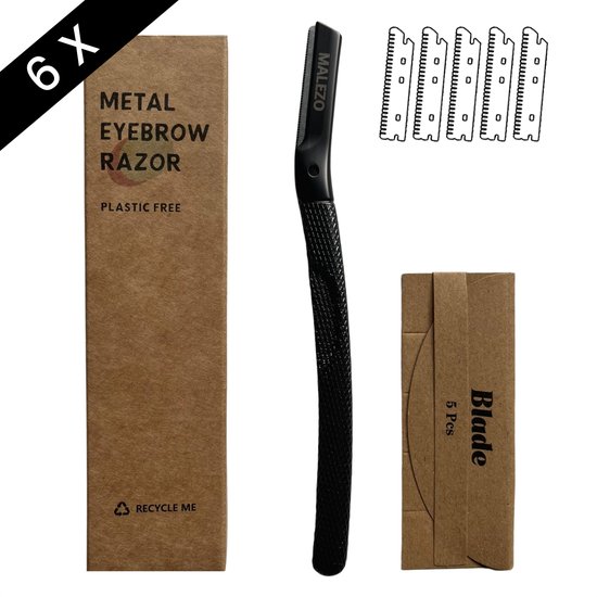Metalen wenkbrauw scheermes - Herbruikbare scheermesjes (6x ...