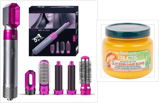 Fameilleur 5 in 1 multifunctionele haarstyler- Grijs- Fohn- fohnborstel ...
