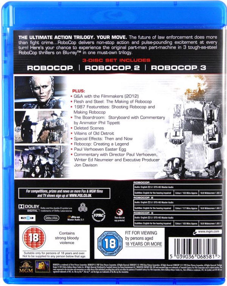 Robocop Remastered Trilogy (Blu-ray), Ronny Cox | Dvd's | bol