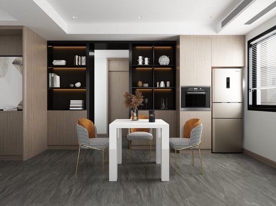 Eettafel Lisboa Wit - MDF - Rechthoek - 80x80cm - Hoogte 76 cm | bol