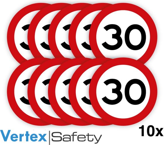 Vertex Pictogram Maximaal 30 km/u van 10 Stuks – rond ø 10 cm | bol