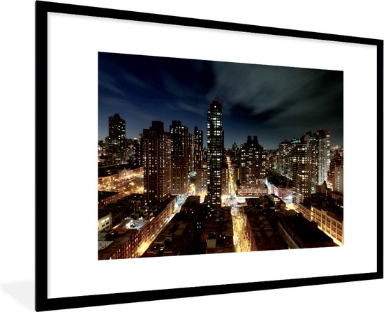 Fotolijst incl. Poster - New York - Upper East Side - Nacht - 90x60 cm ...