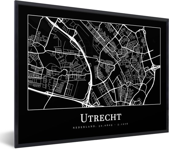 Fotolijst incl. Poster - Plattegrond - Stadskaart - Utrecht - Kaart ...