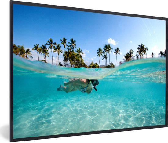 Fotolijst incl. Poster - Zee - Snorkel - Hawaii - 60x40 cm ...