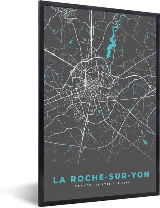 Fotolijst incl. Poster - Kaart – Stadskaart – La Roche-sur-Yon ...