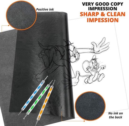 BOTC A4 Carbonpapier - 120 stuks - met 5 Overtrekpennen - Zwart ...