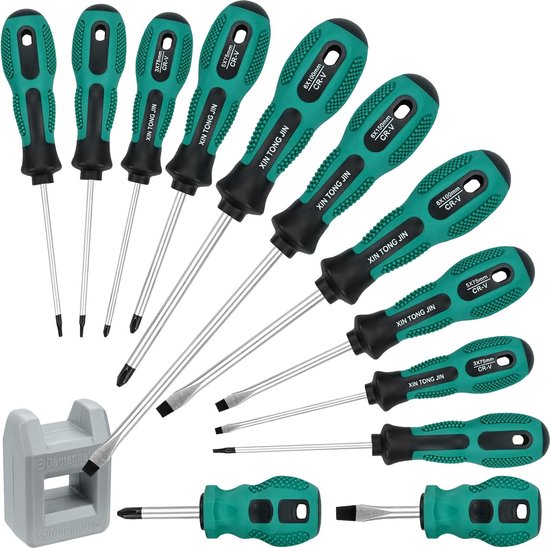 Schroevendraaierset, 12-delige magnetische schroevendraaier, 4 kruiskop ...