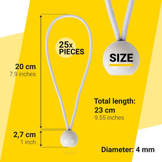PRETEX Bungee Ballen met Koorden - Set van 25st x 23cm Universele ...