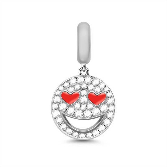 Tracelet - Zilveren bedels - Bedel Smiley met rode harten - Pandora ...