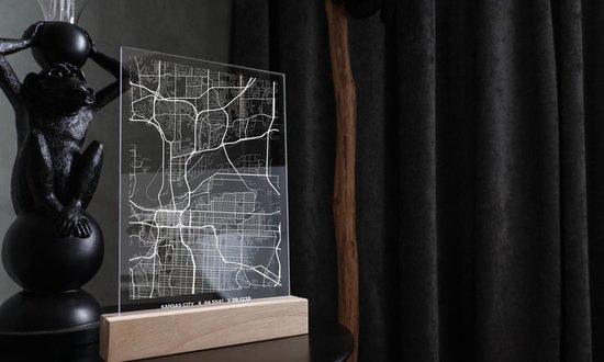 Kansas City kaart op plexiglas | poster van je stad ...