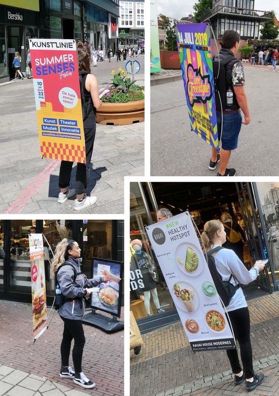 Walking Billboards promo backpack (Ideaal voor winkelopeningen, acties ...