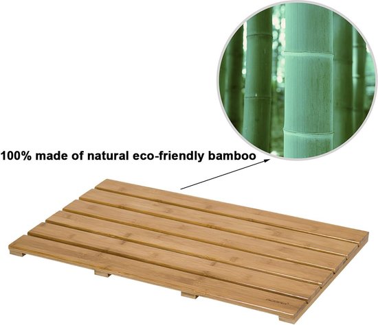 Bamboe badmat, antislip, grote douchemat (50 x 66 cm), antislipmat ...