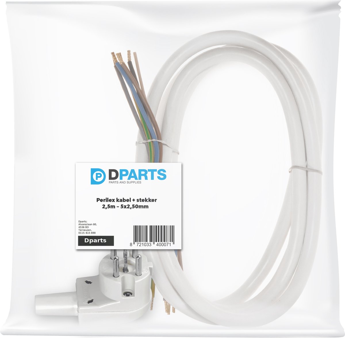 Dparts perilex kabel met stekker - 2,5 meter - 5x2,50mm - geschikt voor ...