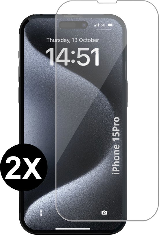 Geschikt voor iPhone 15 Pro Screenprotector Tempered Gehard beschermglas - 2 stuks... | bol.com