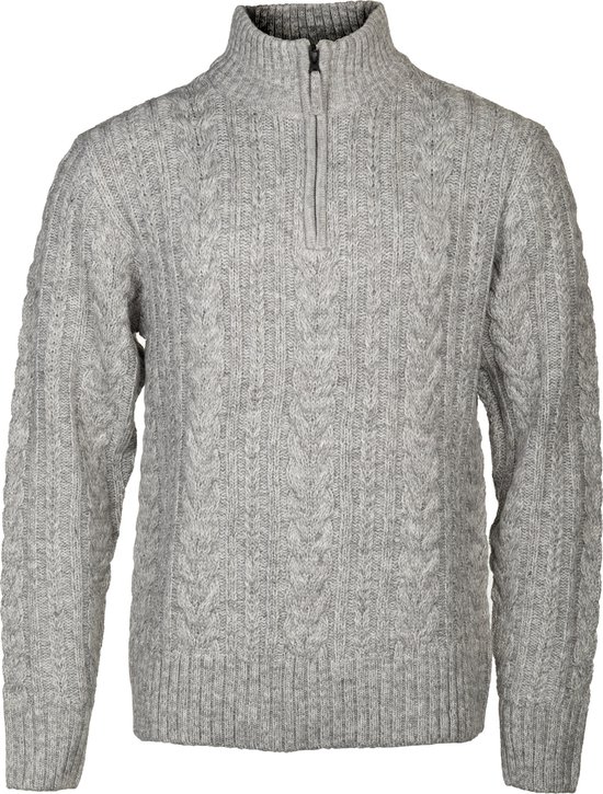 Life Line Marcel Sweater Knit Half Zip Heren Lichtgrijs Maat L | bol