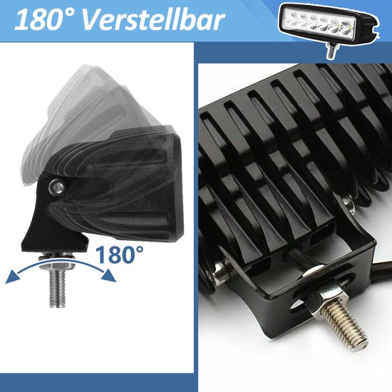 2x 18W Led Werklampen voor Tractor Enkele Rij Led Lichtbalk 12V Offroad ...
