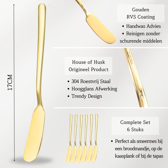 House of Husk Botermesjes Set - Goud - RVS - Botermes - Smeermessen ...