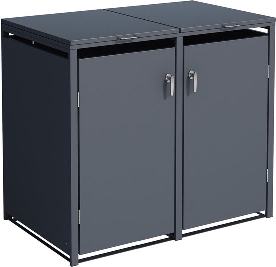 Container ombouw Tom - metaal antraciet dicht - 2 containers | bol