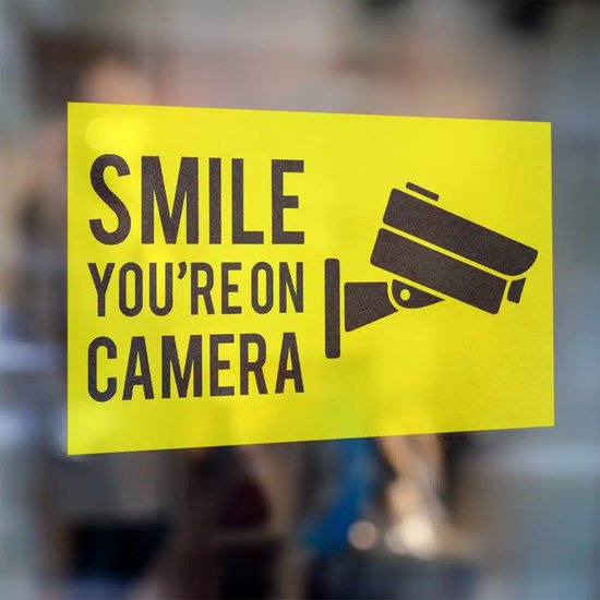 Camera Sticker Smile You're On Camera Geel - Set van 3 Stickers - 5 cm ...