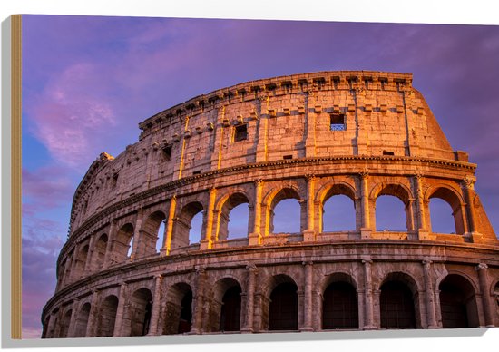 Hout - Colosseum - Rome - Stad - Gebouw - 90x60 cm - 9 mm dik - Foto op ...
