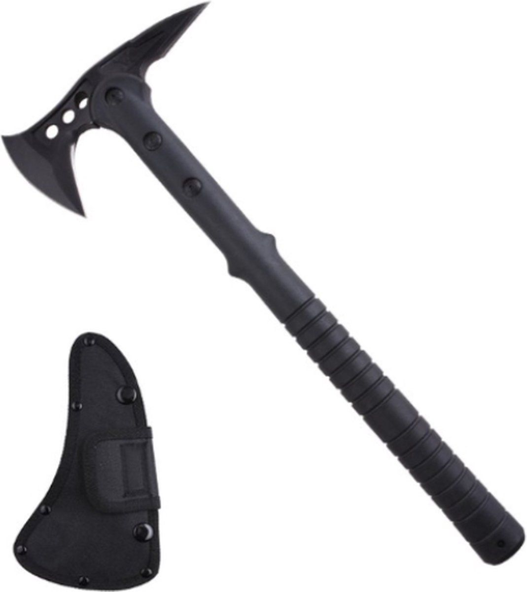 Bijl - 40 cm - Tomahawk - Zwart - Werpbijl - Handbijl - Met nylon bescherm hoes -... | bol
