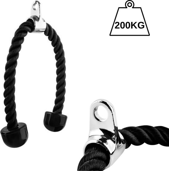 Puiquality Tricep Rope 200kg Belastbaar - Rope Handle - Trekkoord ...