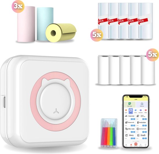 VanHalGoods - Pocket Printer - Mini Printer - Printer - Inclusief 13 ...