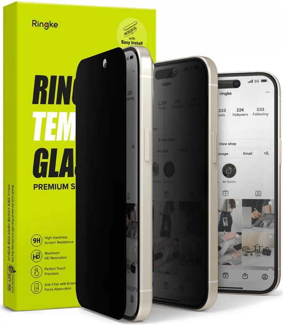 Ringke Screen Protector Geschikt voor Apple iPhone 16 / 15 | Privacy 9H ...