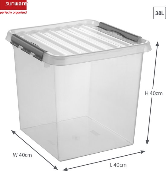 Sunware - Q-line opbergbox 38L transparant metaal - Set van 2 | bol