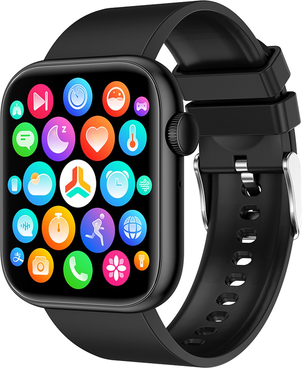 Smartwatch - Zwart - Smartwatch Heren & Dames - HD Touchscreen ...