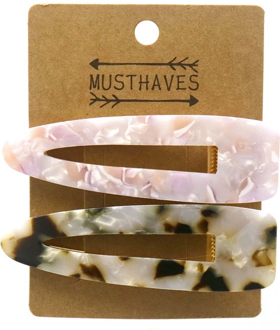 Haarspelden - Set 2 Stuks - Haarclips - 7 cm - Grijs en Roze | bol