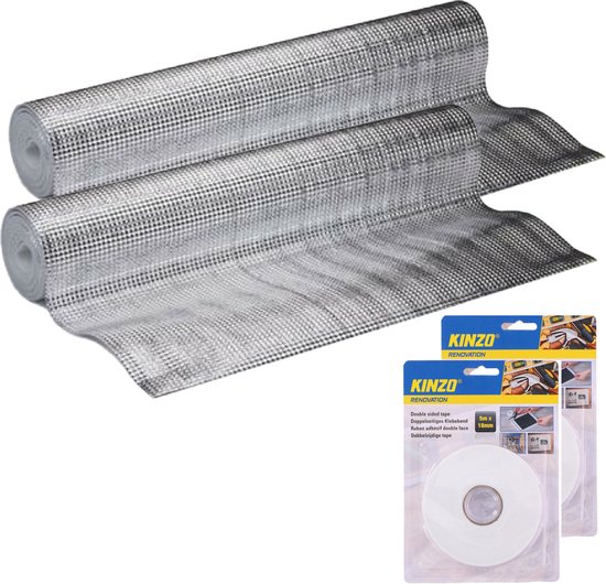 Radiatorfolie met bevestiging tape - 2x - 250 x 50 cm - aluminium ...