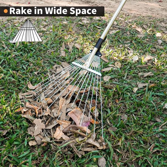 Bladhark, 161 cm telescopische bladhark, verstelbare hark, tuinhark ...