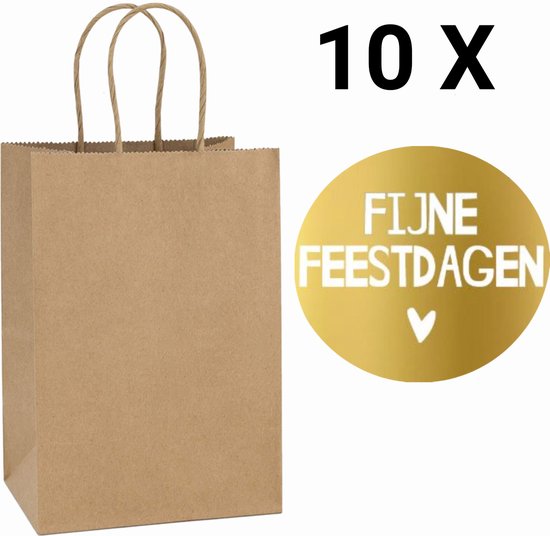 HGN Papieren Tasjes -Cadeautasjes-Cadeauzakjes-10 Stuks-Bruin-Incl 10 ...