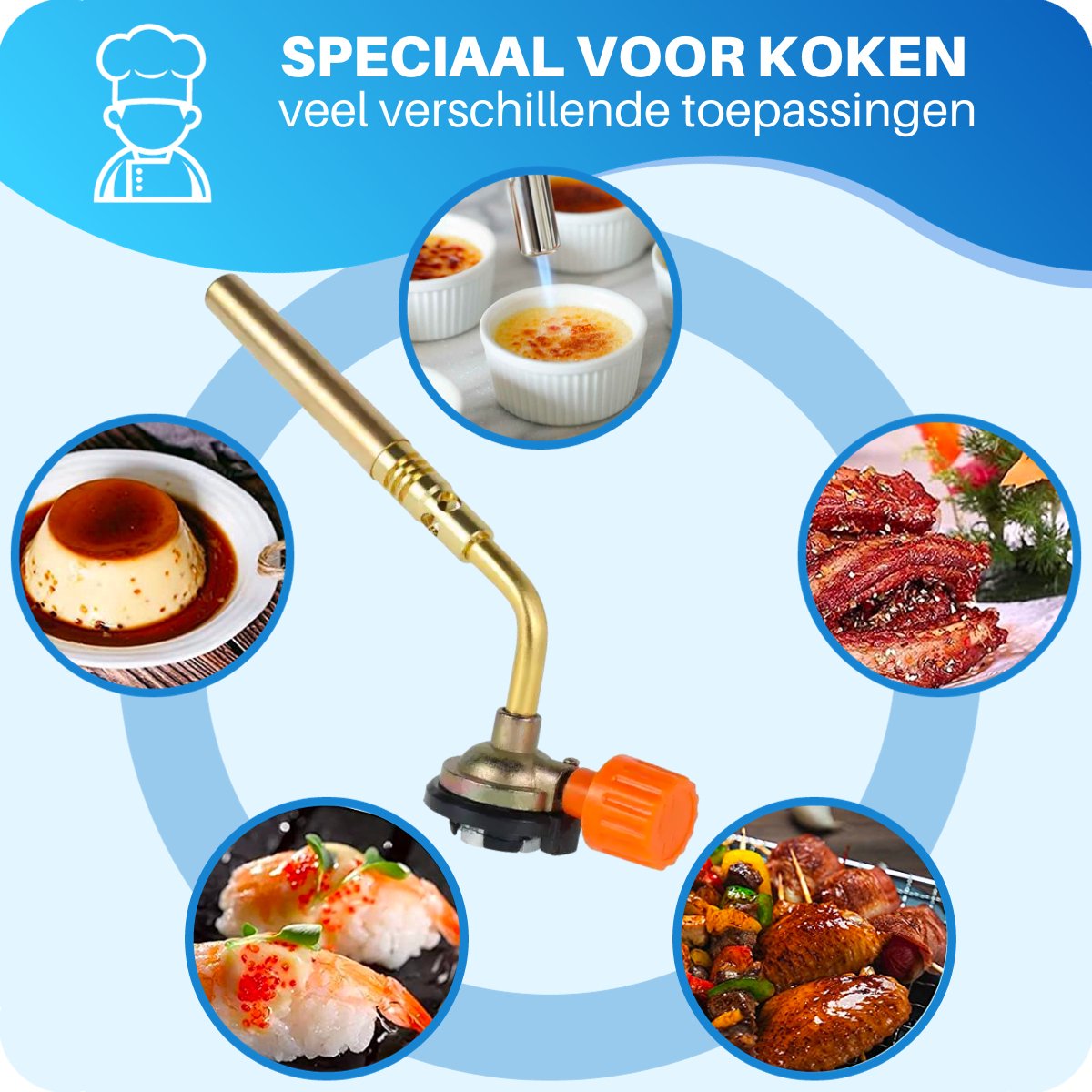 JT Products Gasbrander Crème Brûlée – Butaangas Brander – Keukenbrander ...