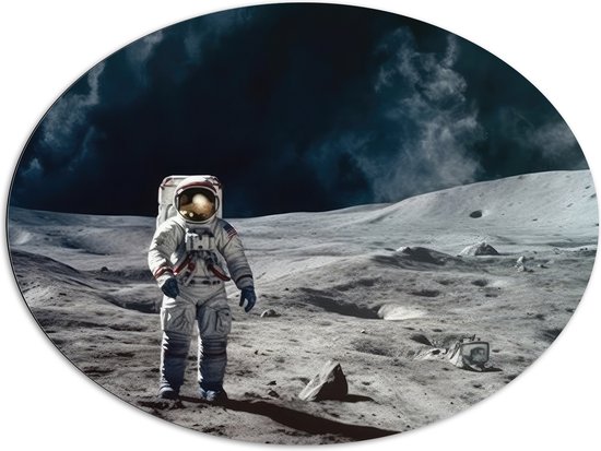 Dibond Ovaal - Astronaut - Planeet - Mens - Ruimte - Pak - 108x81 cm ...
